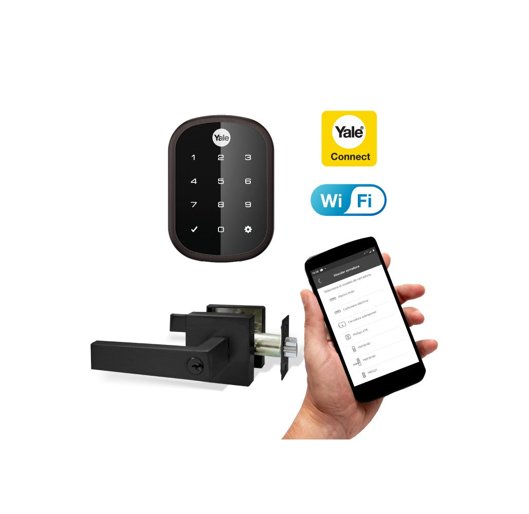 Kit Cerrojo YRD256 Bronce Antiguo + Manija Bari Negra