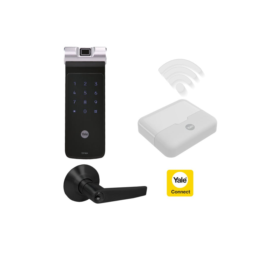 Kit de Yale Connect con Cerrojo Digital YDF40 + Manija Austin Negra